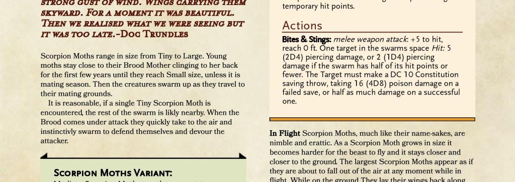 Homebrew Monster: Scorpion Moth Swarm – Runkle Plays Games
